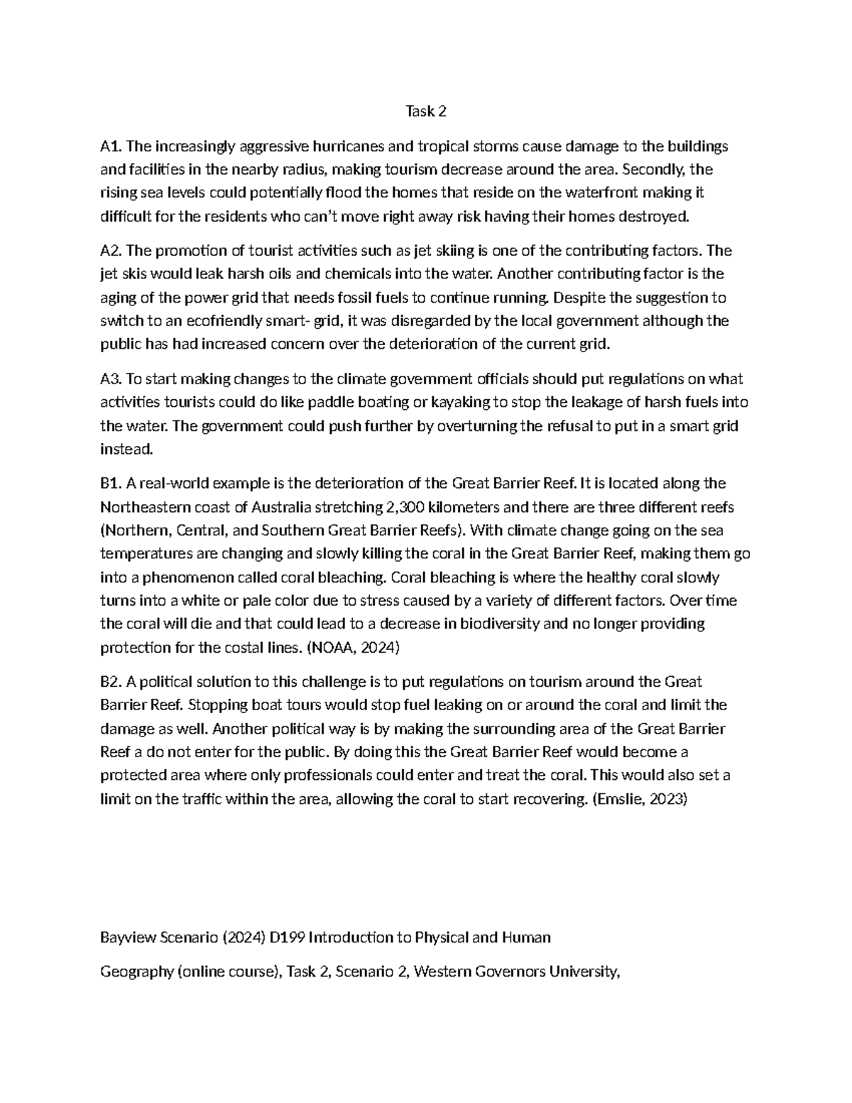 Task 2: Introduction to Physical and Human Geography D199 - Studocu