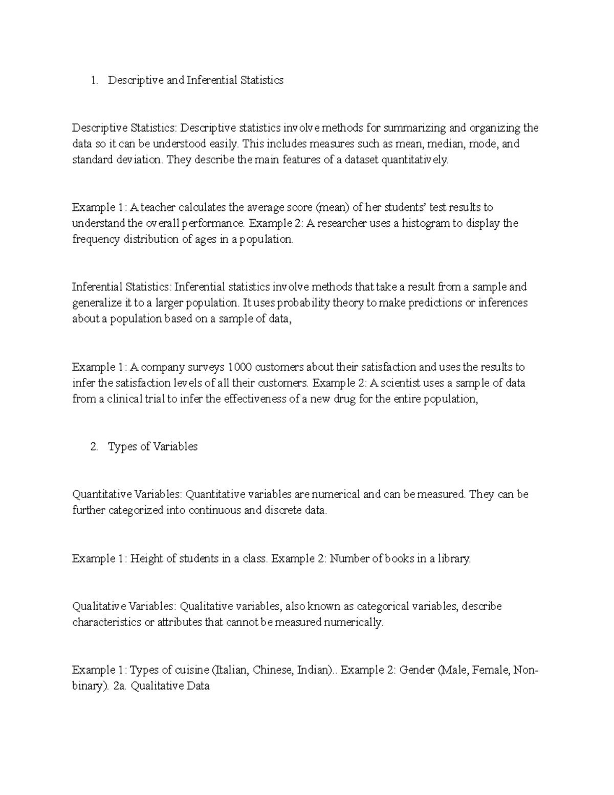 Discrete Mathematics: Summary of Descriptive & Inferential Statistics ...
