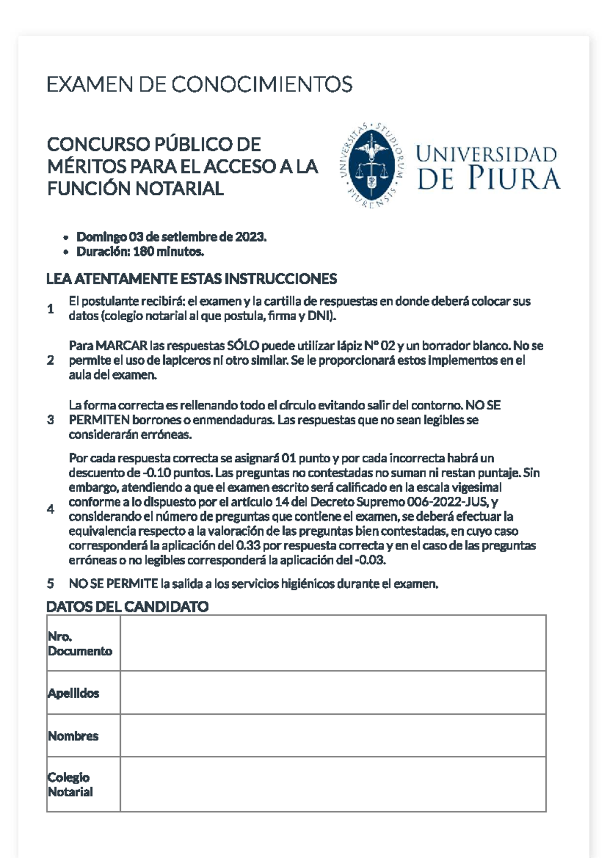 Solucionario del Examen PIUB 03 de Septiembre 2023 - Studocu