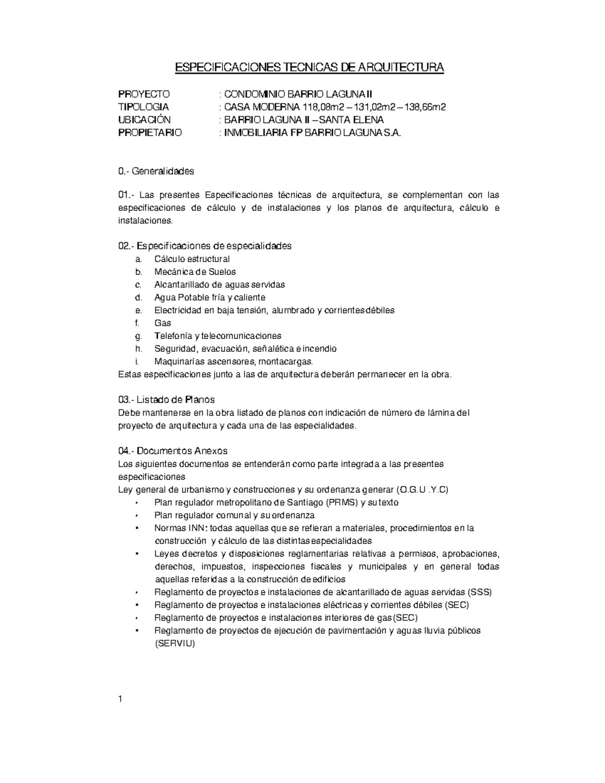 SEL- EETT Casa Moderna - Construccion (06) - ESPECIFICACIONES TECNICAS DE ARQUITECTURA PROYECTO ...