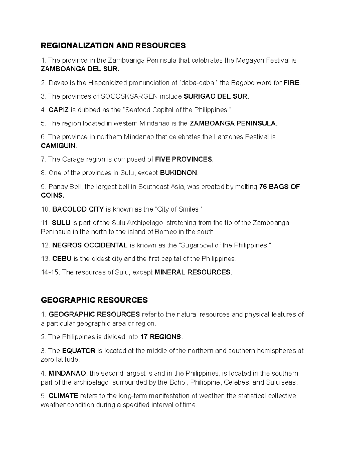 Physical Geography: Key Concepts in Regionalization & Resources - Studocu