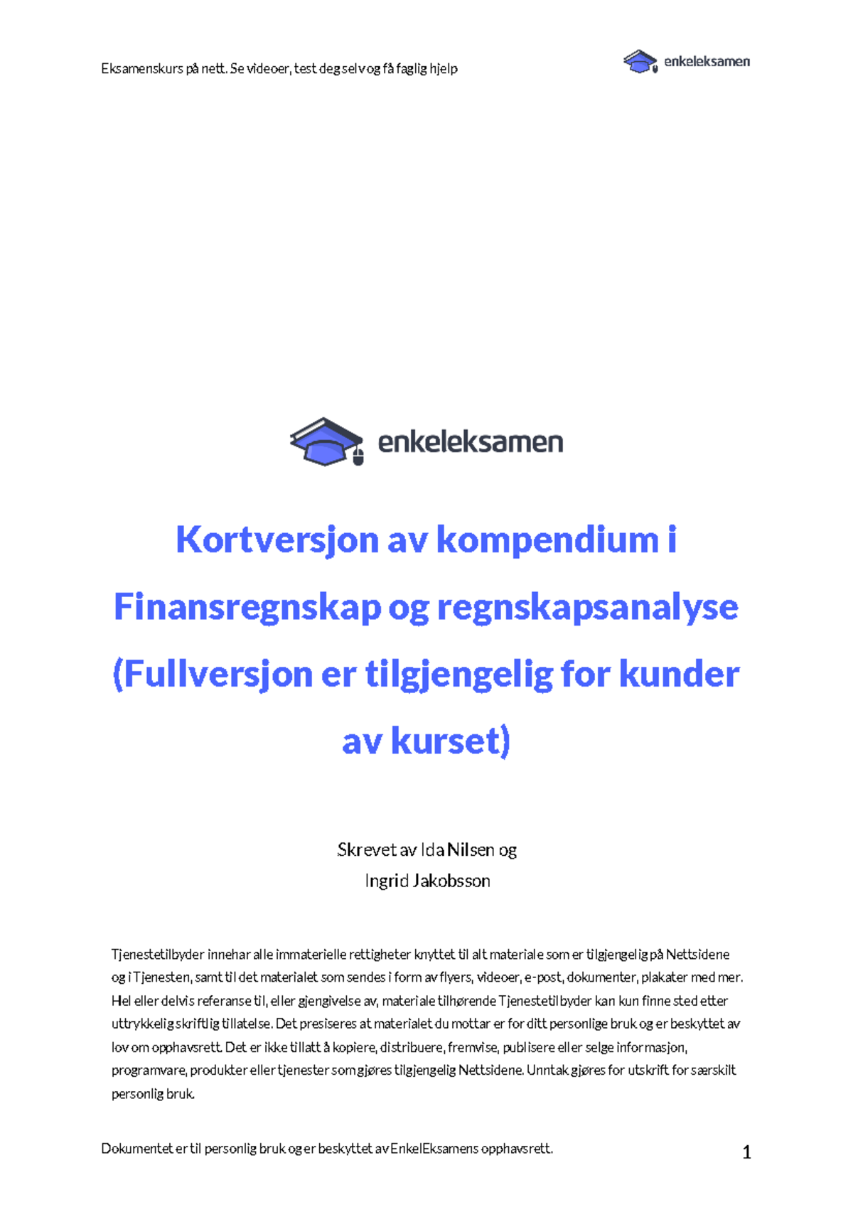 Kompakt Kompendium i Finansregnskap og Regnskapsanalyse - BI - Studocu