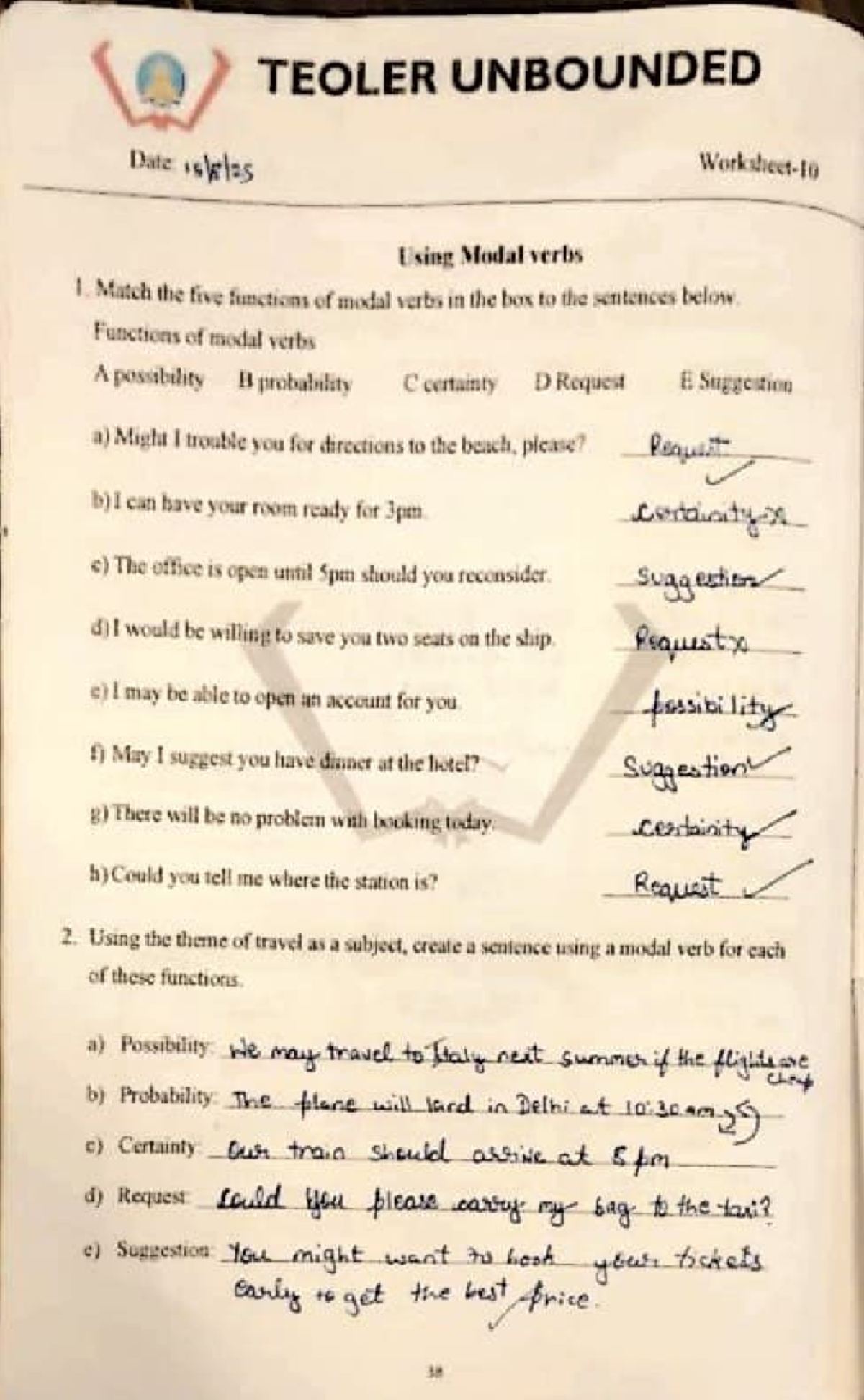 TEOLER UNBOUNDED: Modal Verbs and Their Functions in Context - Studocu