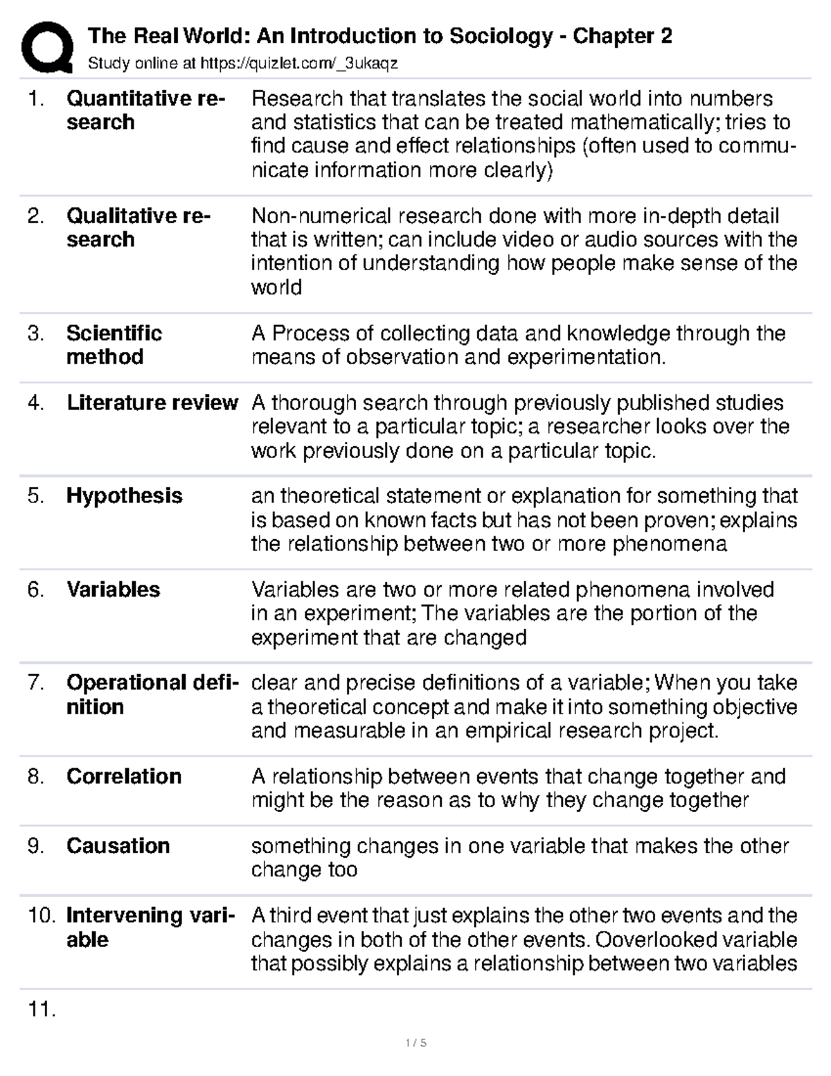 Sociology 101 Chapter 2 Quizlet Definitions and Key Concepts - Studocu