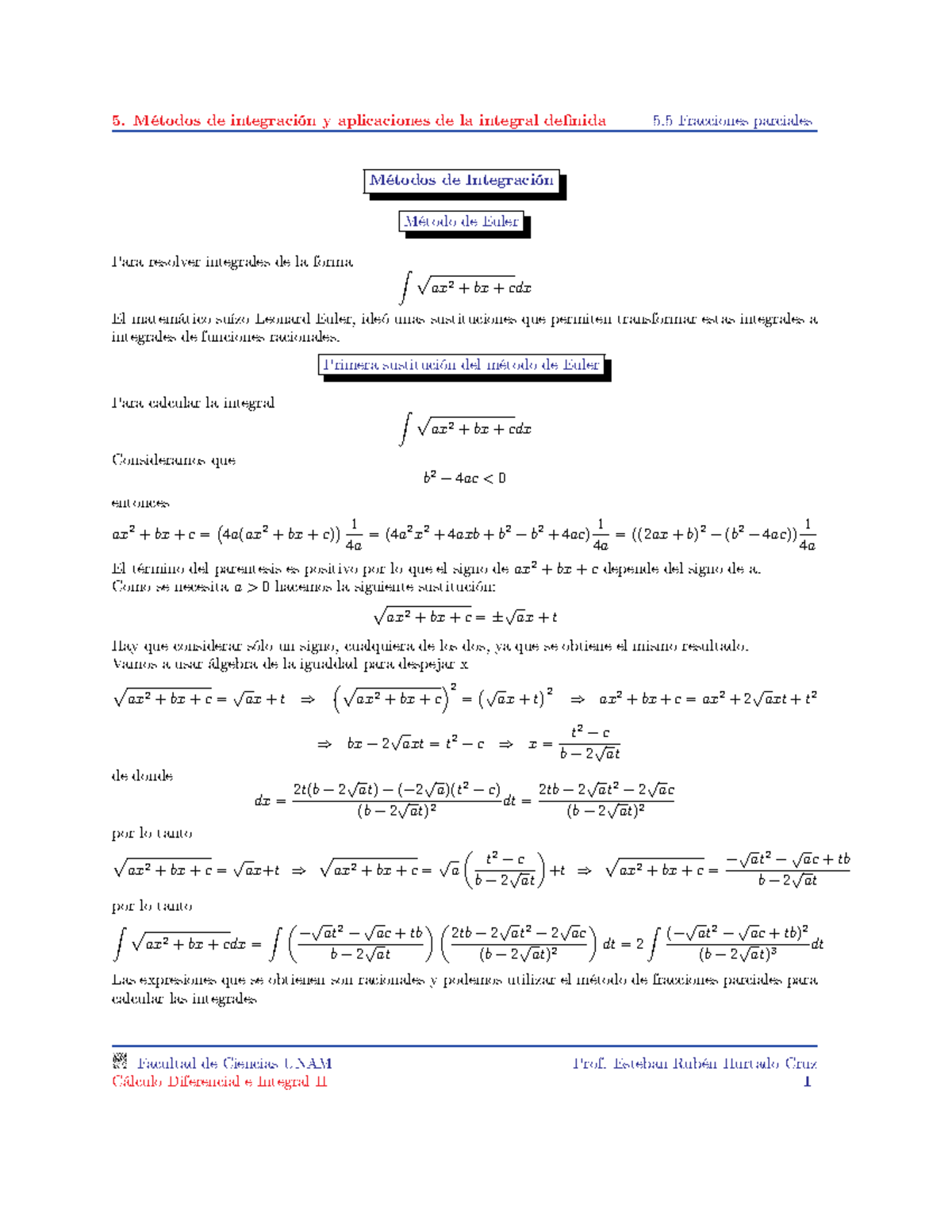 Fracciones parciales 4 - Métodos de Integración Método de Euler Para ...