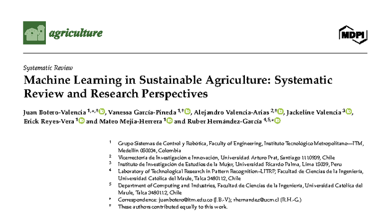 Machine Learning in Sustainable Agriculture: A Systematic Review (AGRI 2025) - Studocu
