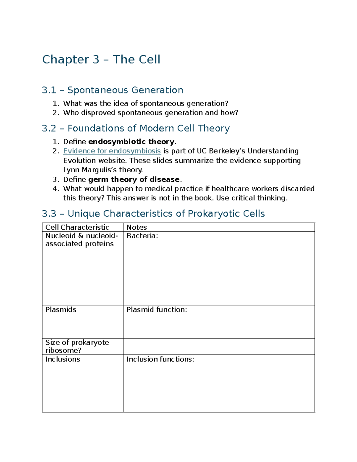 Chapter 3: Cellular Biology - Prokaryotic & Eukaryotic Cells Notes ...