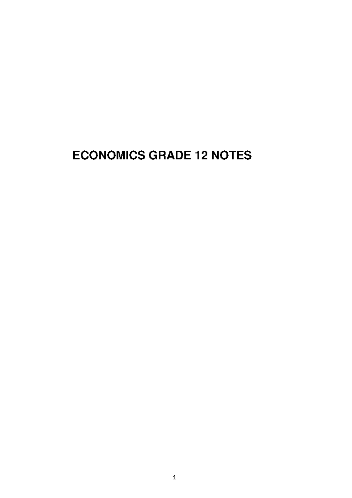 Economics Grade 12: Key Notes on Circular Flow & National Accounts ...