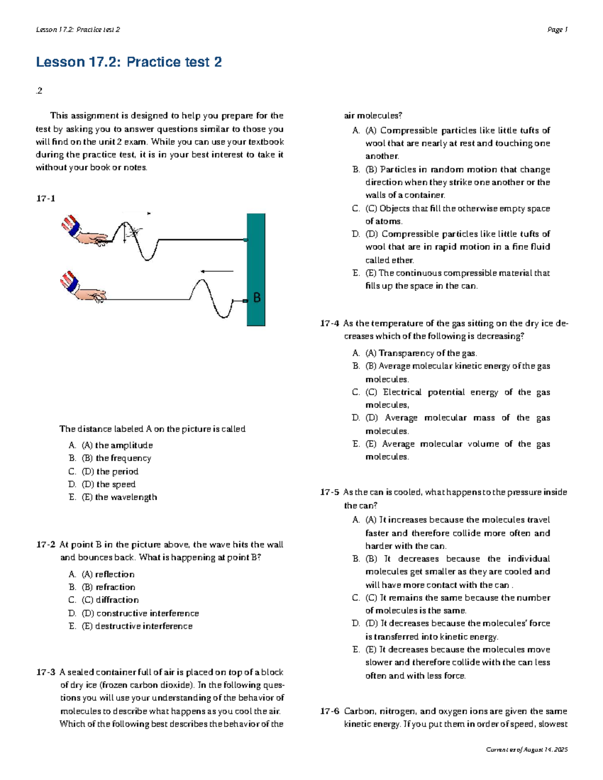Practice Test 2 for Unit 2 Exam - Lesson 17.2 - Studocu