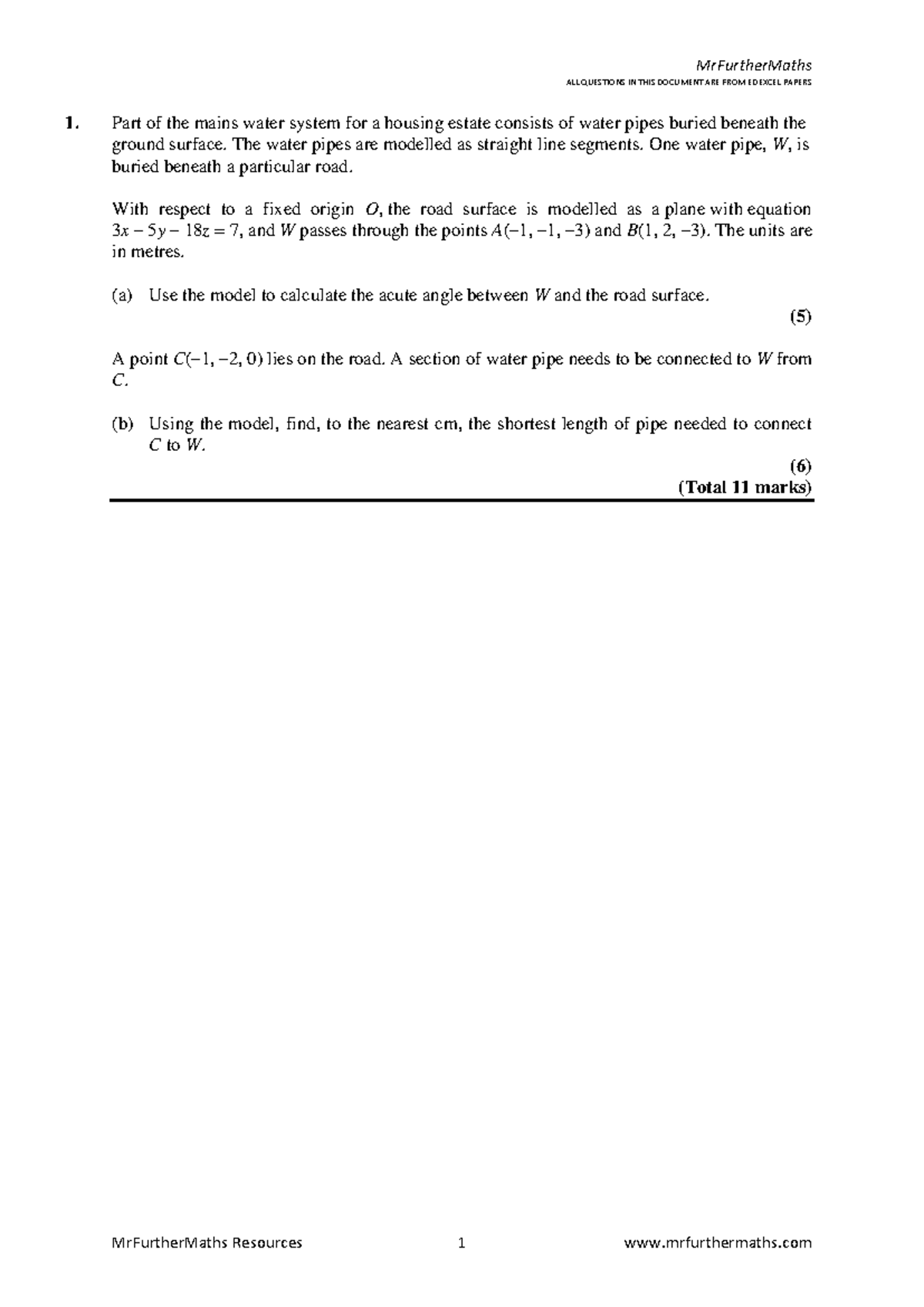 Core 1 Further Maths: Applied Vectors Exam Questions from Edexcel ...