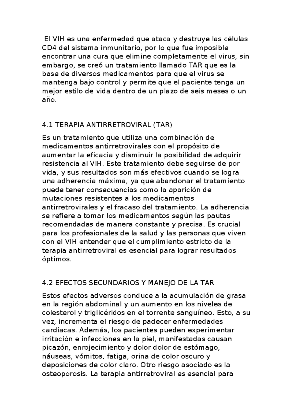 VIH - Tratamiento y Manejo de la Terapia Antirretroviral (TAR) - Studocu