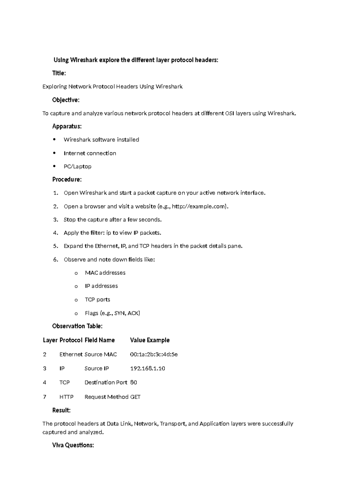 Exploring Protocol Headers & MD5 Hash Collision in Security Lab - Studocu