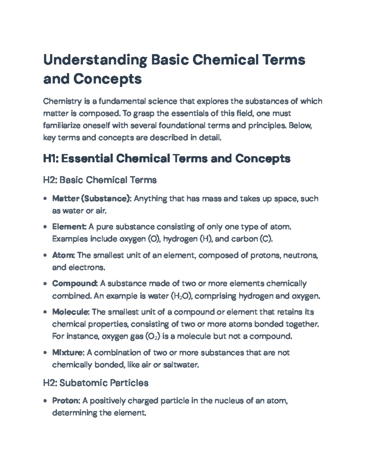 Understanding Basic Chemical Terms and Concepts - Chemistry 101 ...