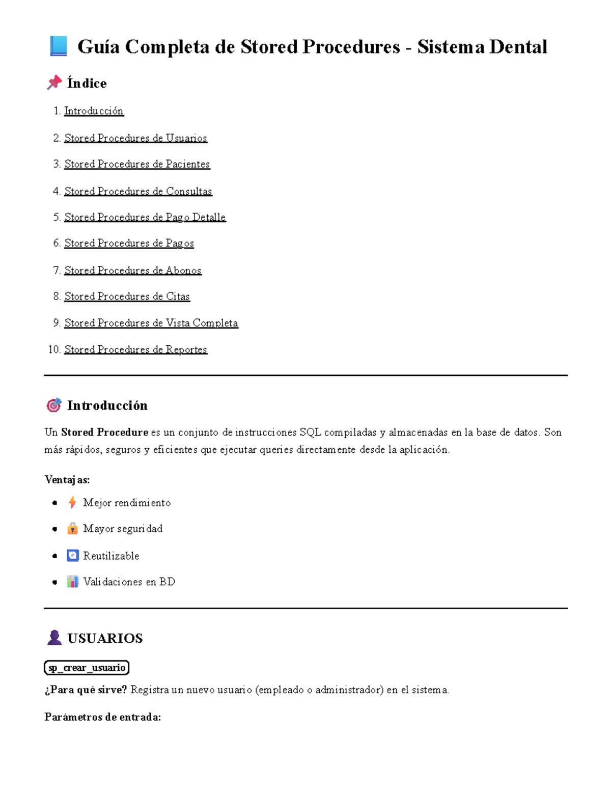 Guía Completa de Stored Procedures - Clínica Dental (SP) - Studocu