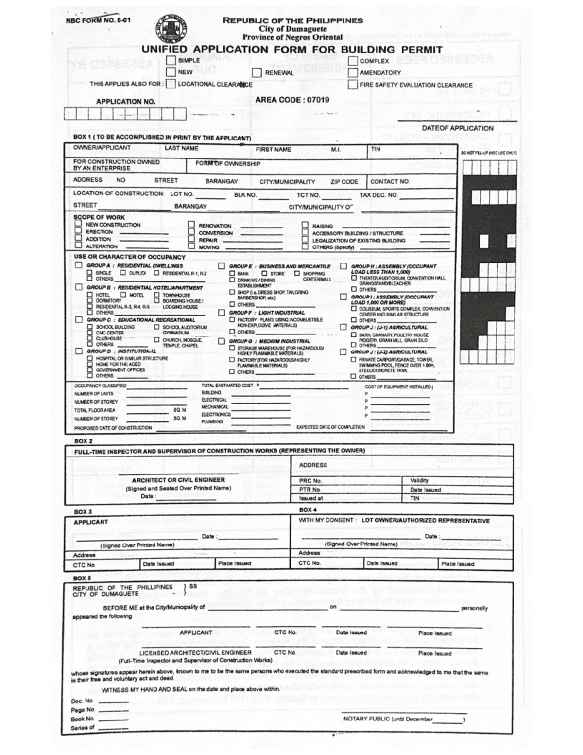 Unified Building Permit Application Form - Dumaguete City - Studocu