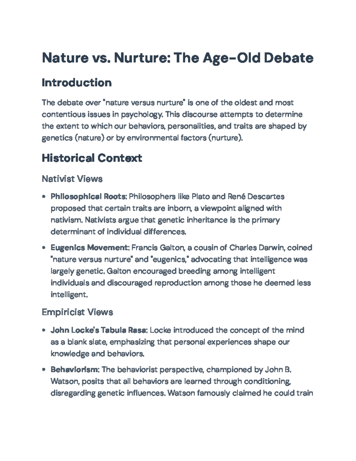 Nature vs. Nurture: Understanding the Debate in Psychology - Nature vs ...