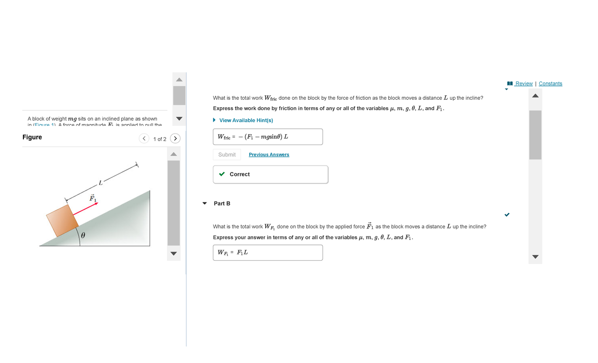 Mastering Physics Ch 06 Homework - Work on Inclined Plane with Friction ...