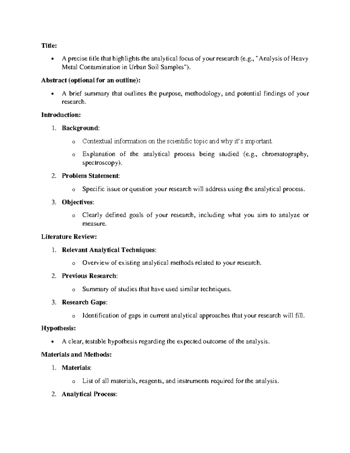 MINI- Research Outline: Analyzing Heavy Metal Contamination in Urban ...