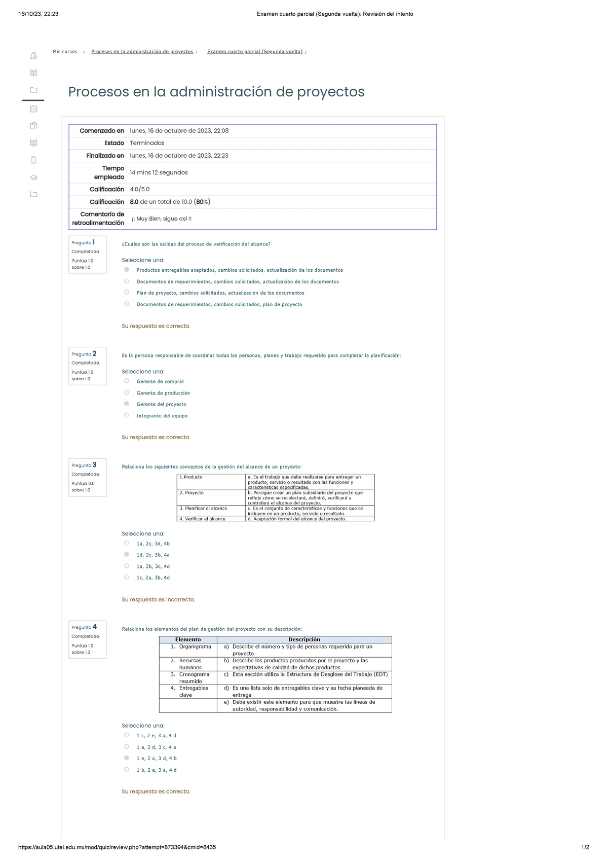 Revisión del Examen 6to Parcial (Segunda Vuelta) - Administración de ...