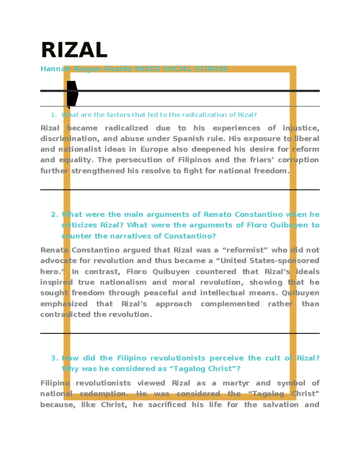 RIZAL BSED2 SOCIAL STUDIES: Radicalization, Critiques, and ...