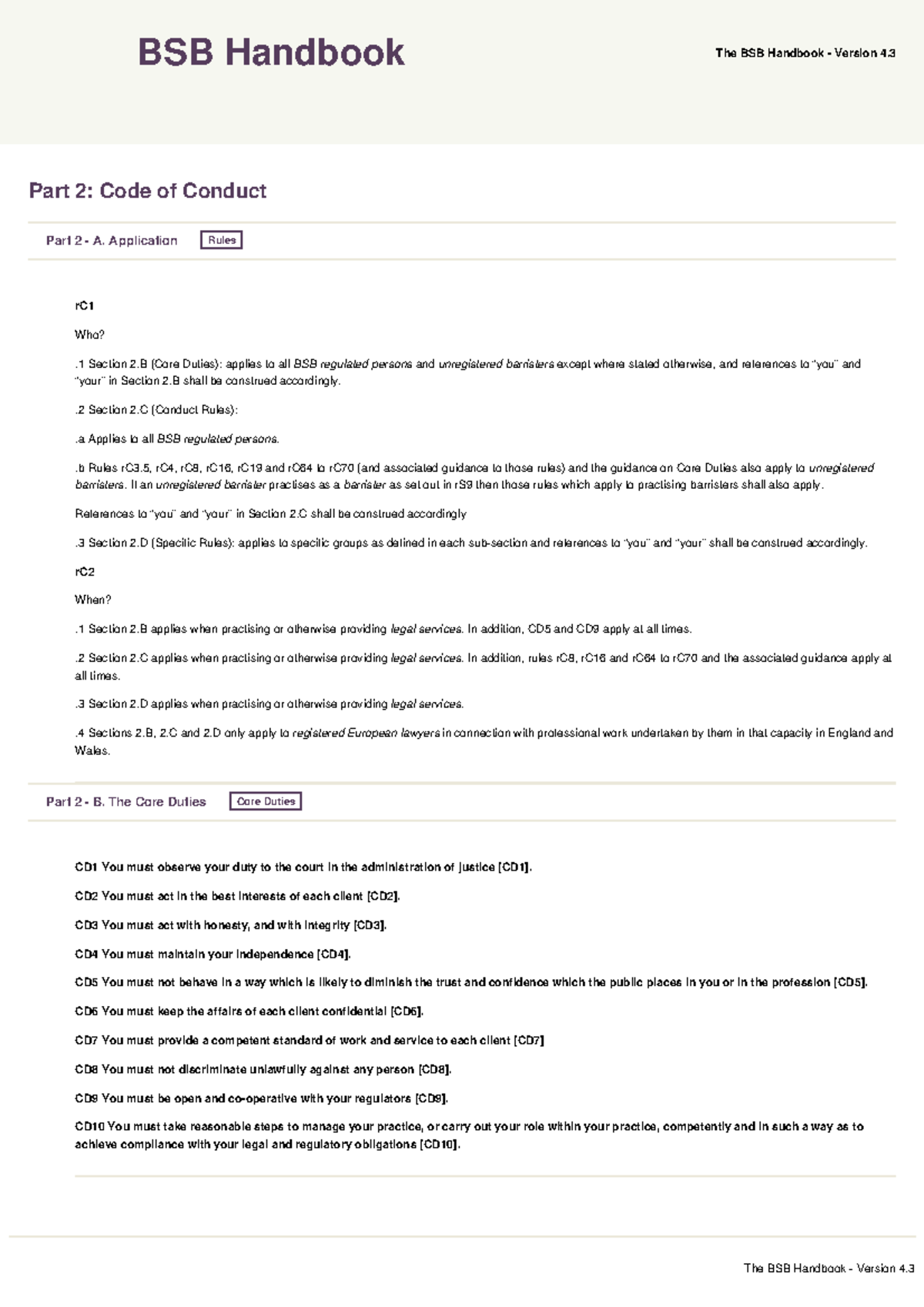 BSB Code of Conduct Handbook: Core Duties & Conduct Rules Explanation ...
