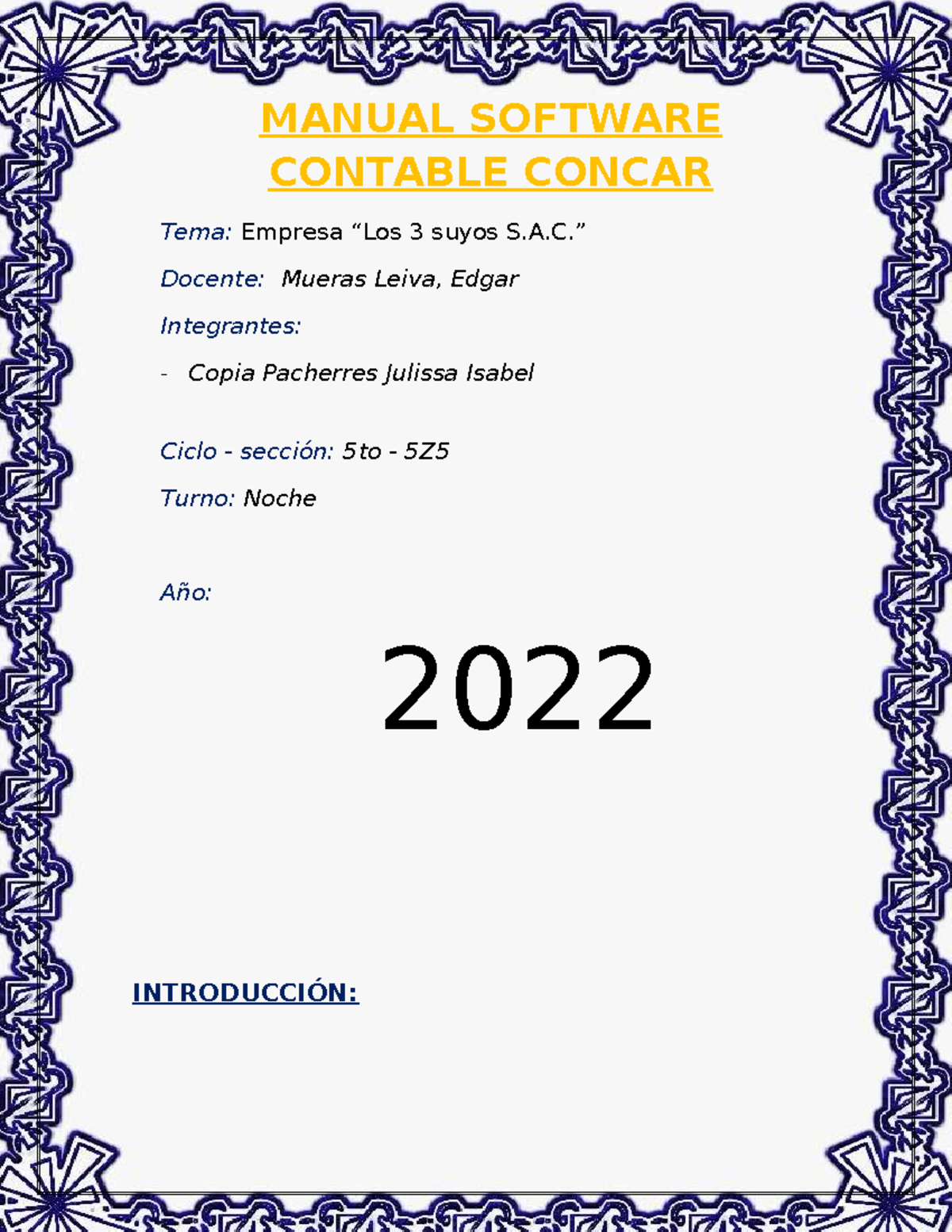 Concar 5Z5: Manual de Software Contable y Ejercicios Útiles - Studocu