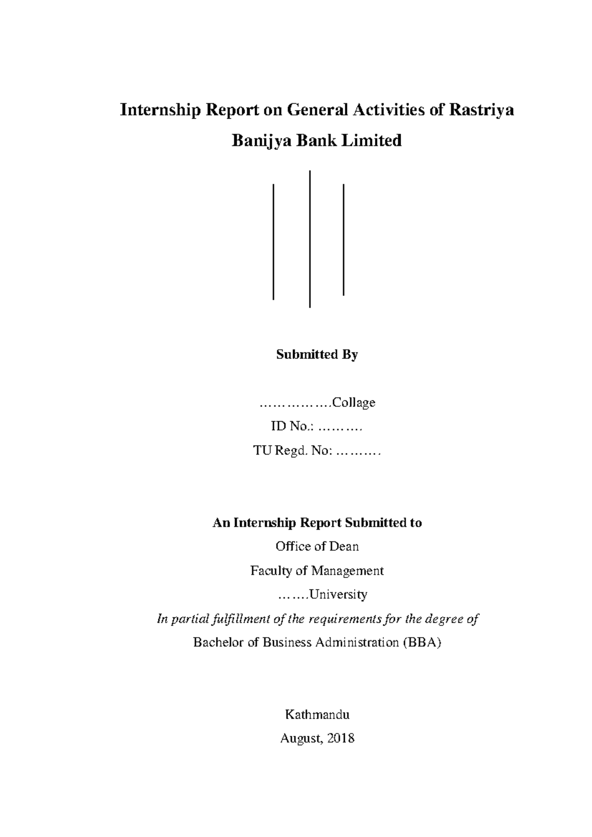 Internship Report - General Activities at RBB (BBA Program) - Studocu