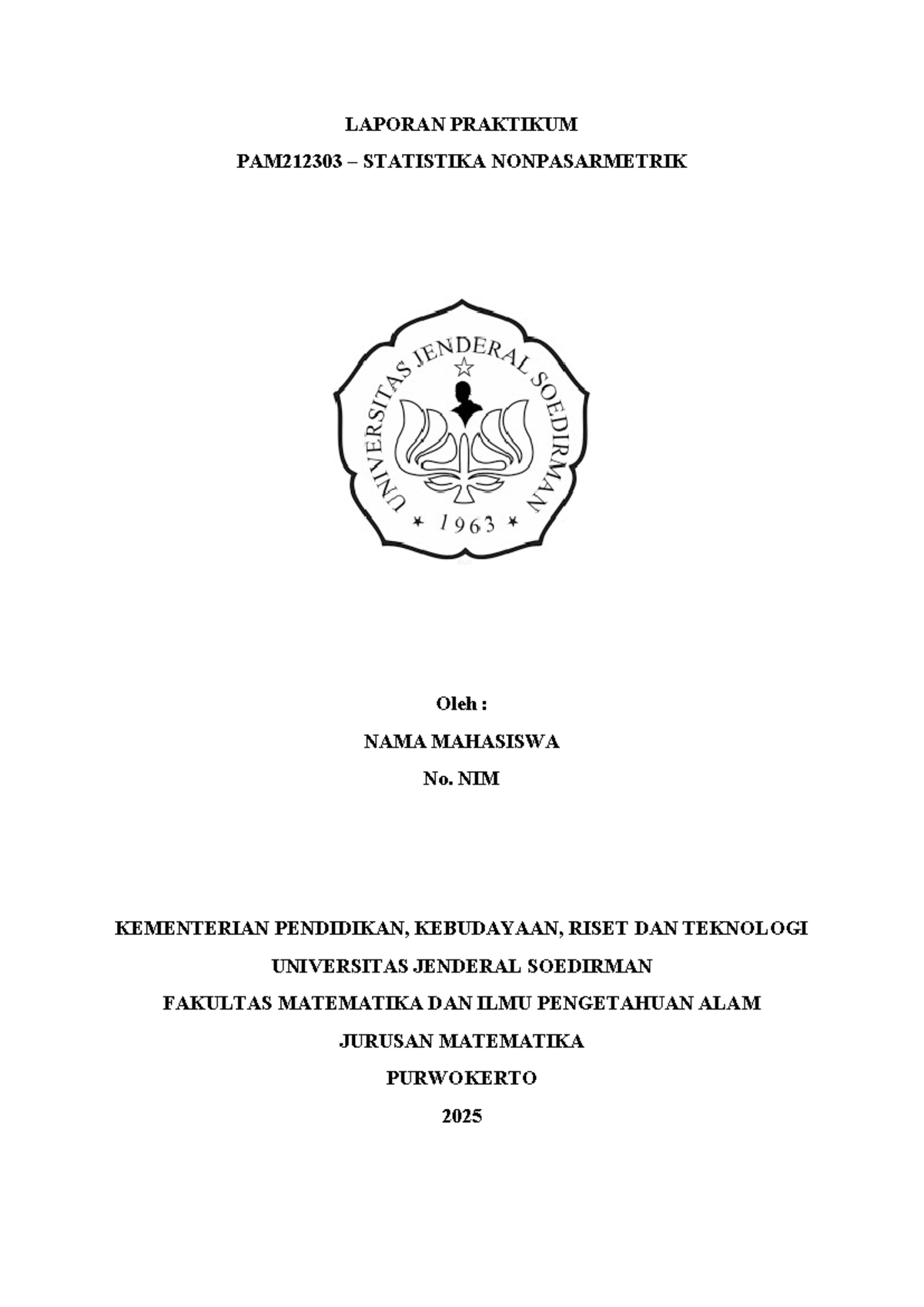 Cover unsoed 2 - Lembar Depan - Universitas terbuka - LAPORAN PRAKTIKUM ...