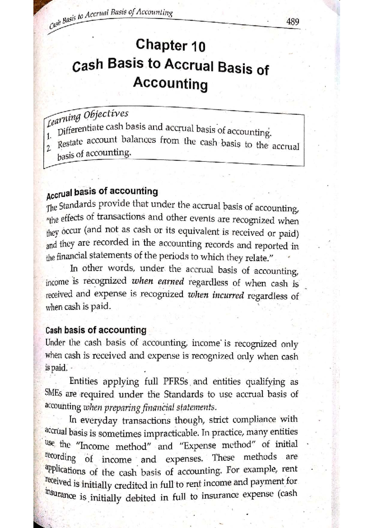 Chapter 10 Problems: Cash vs. Accrual Accounting (Intermediate ...