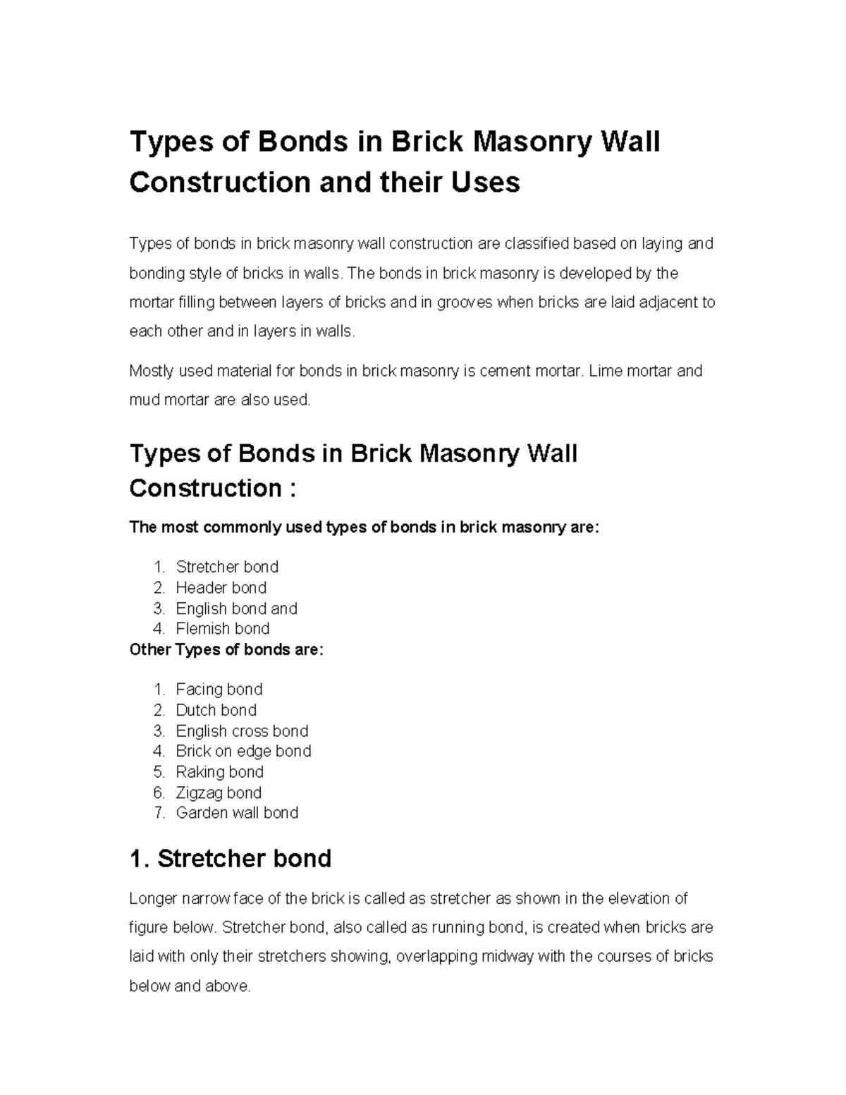 Brick masonry in building construction - Types of Bonds in Brick ...