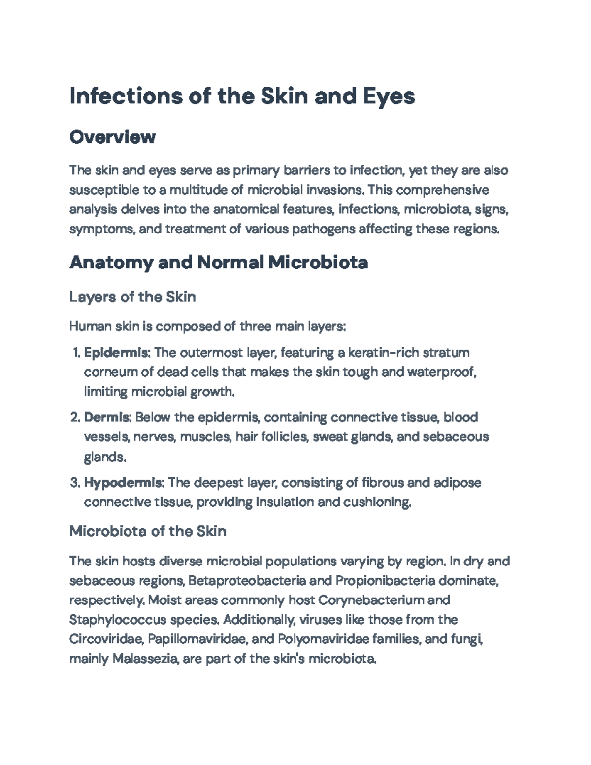 Infections of the Skin and Eyes: Anatomy, Pathogens, Treatments ...