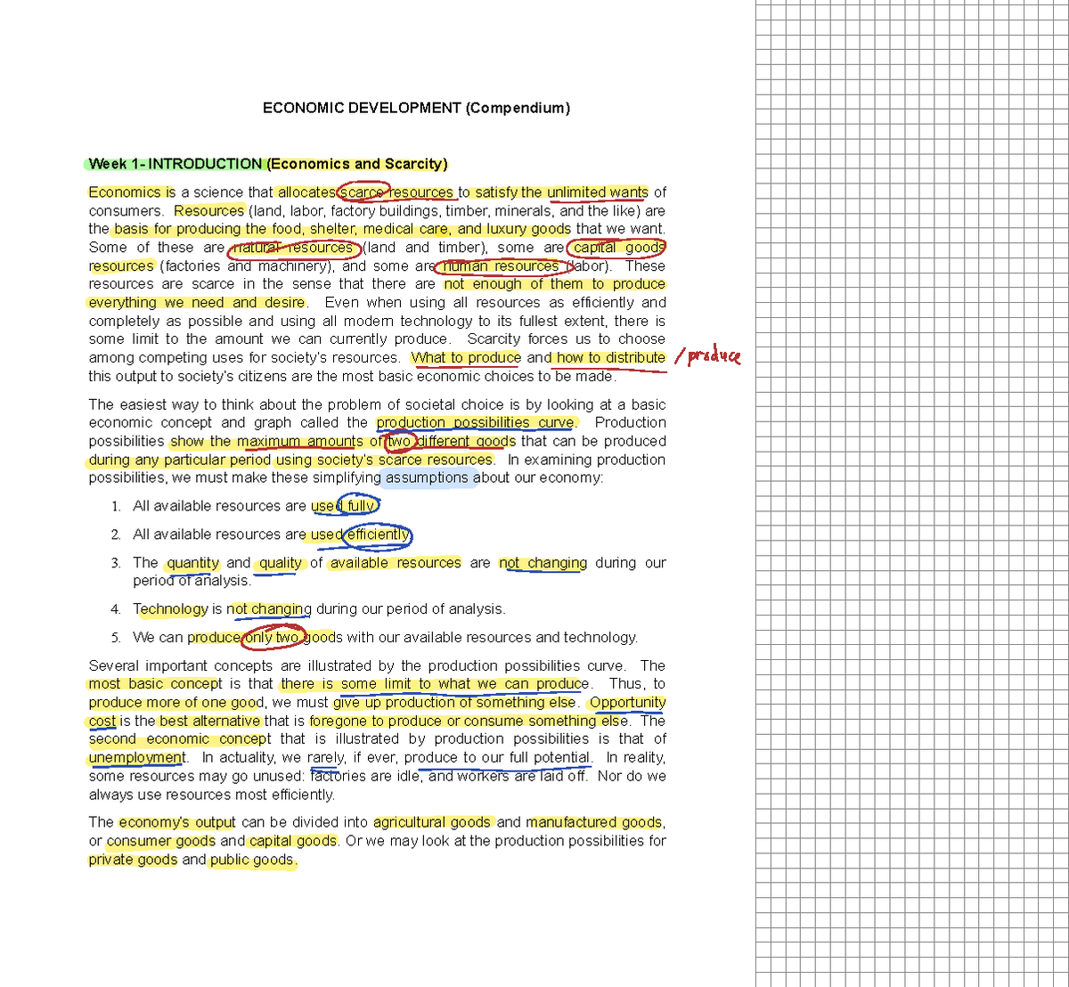 ECON 101: Economic Development Week 5 Notes on Scarcity and Growth ...