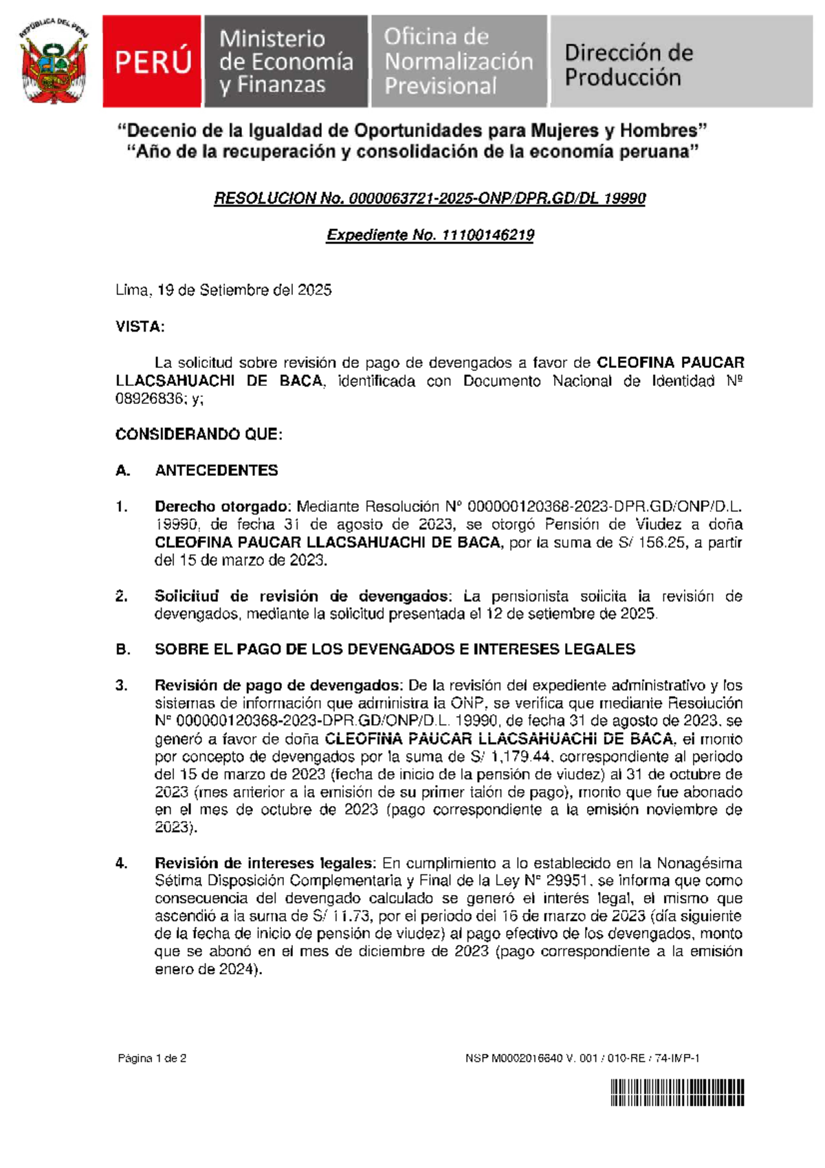 Resolución Administrativa sobre Pensión de Viudez - D11-MSJ - Studocu