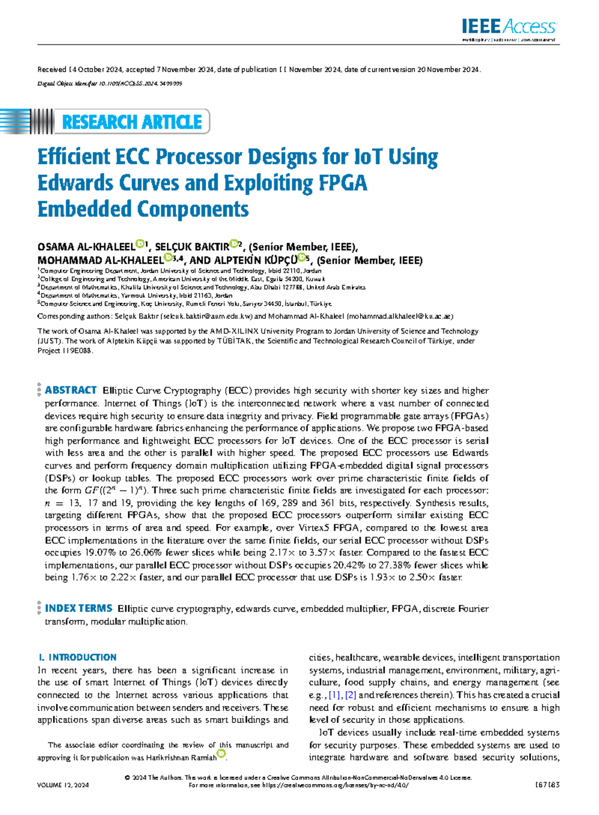 Efficient ECC Processor Designs for IoT: Utilizing Edwards Curves and ...
