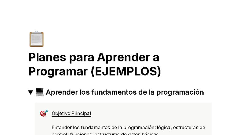 Planes para Aprender a Programar (EJEMPLOS) - Guía Completa - Studocu