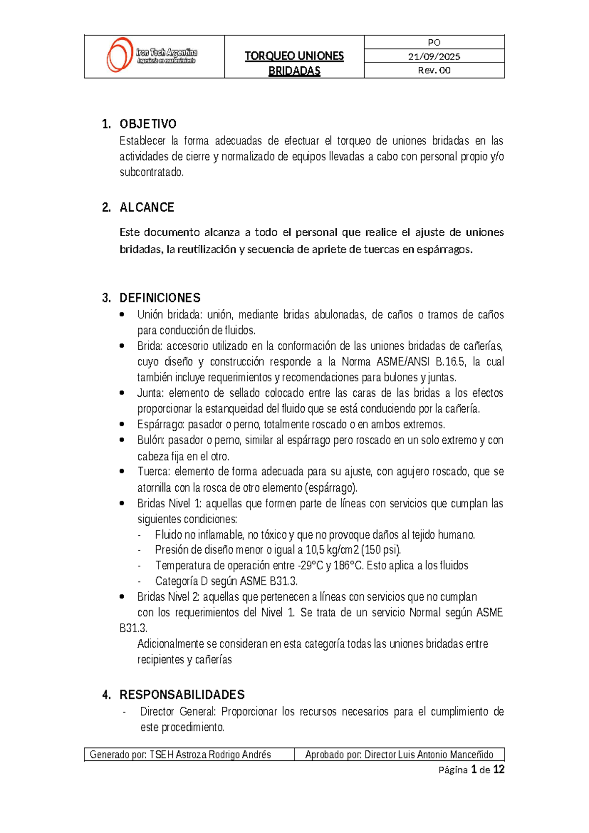 PTS - Torqueo de Uniones Bridadas en Equipos (IRON TECH) - Studocu