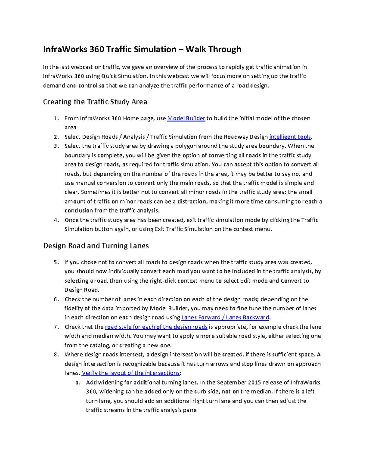 Infra Works Traffic - Walkthrough - InfraWorks 360 Traffic Simulation – Walk Through In the last ...