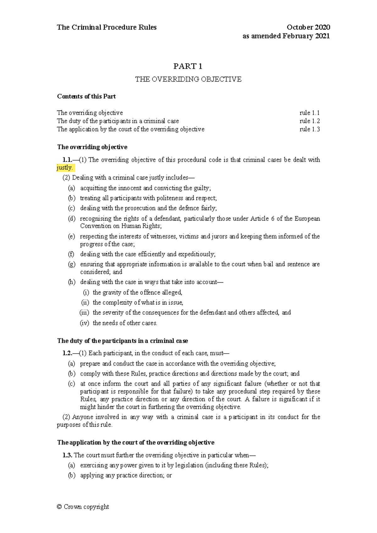 Crim Procedure Rules 2020: Overriding Objective Explained - Studocu
