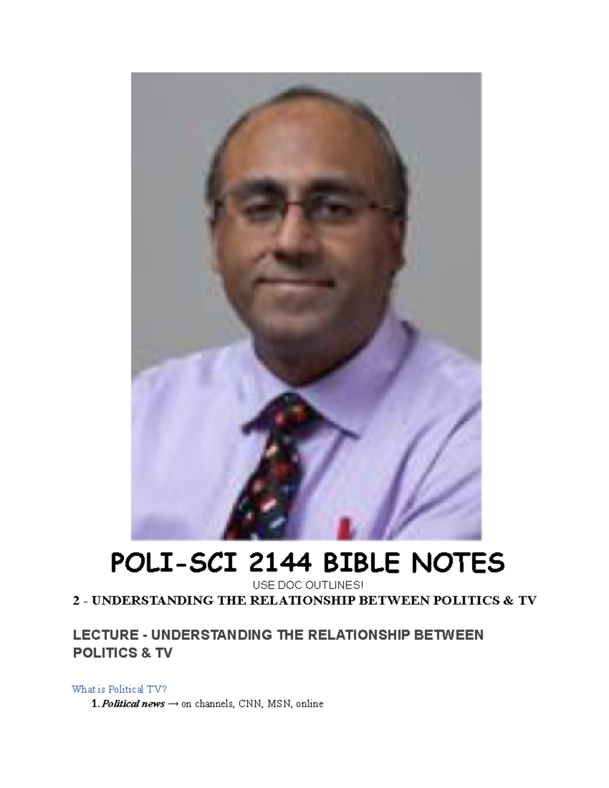 POLI SCI Notes - POLI-SCI 2144 BIBLE NOTES USE DOC OUTLINES! 2 ...
