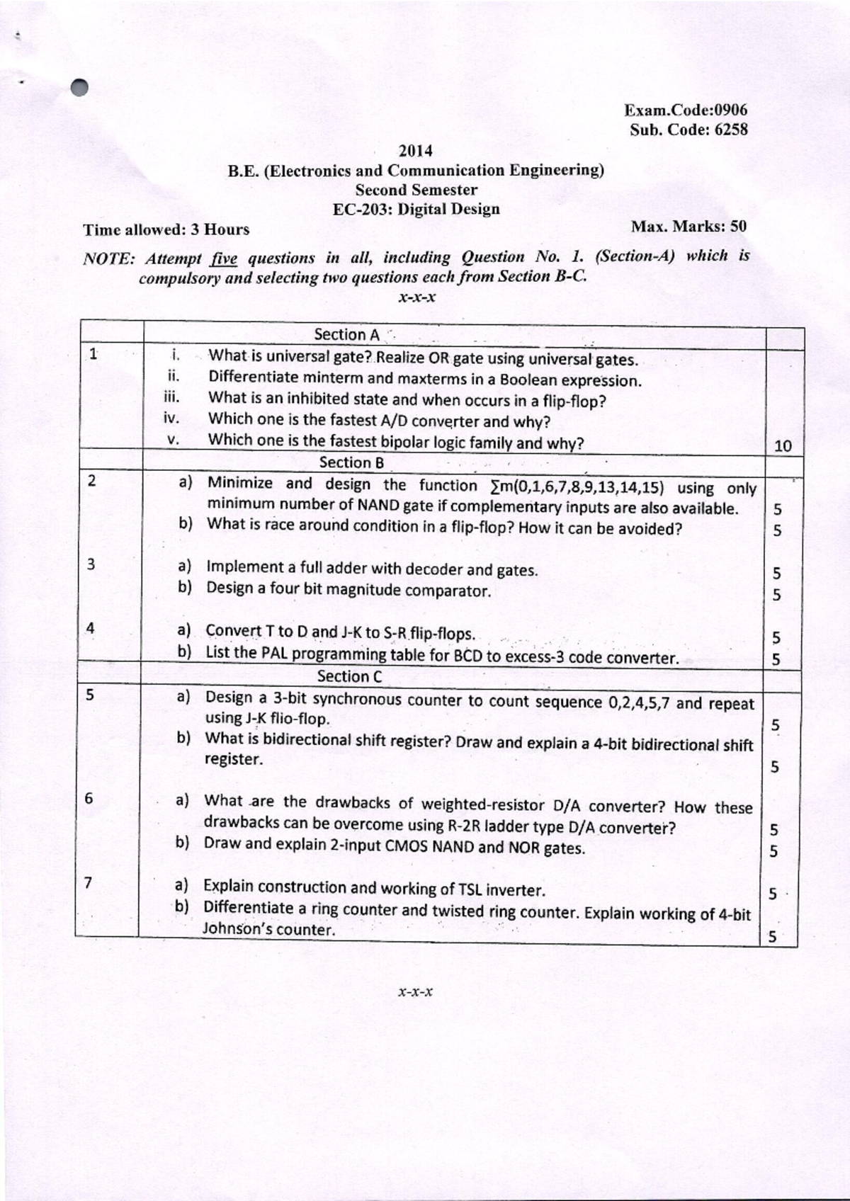 Digital Design Exam (0906) - B.E. ECE 2nd Sem 2014 - Studocu
