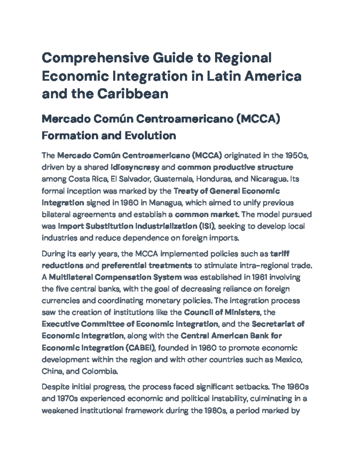 Comprehensive Overview of MCCA and Economic Integration in Latin ...