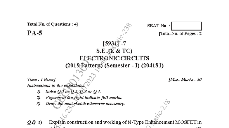 C 8.2 Electronic Circuits Midterm Exam (204181) - Oct 2022 - Studocu