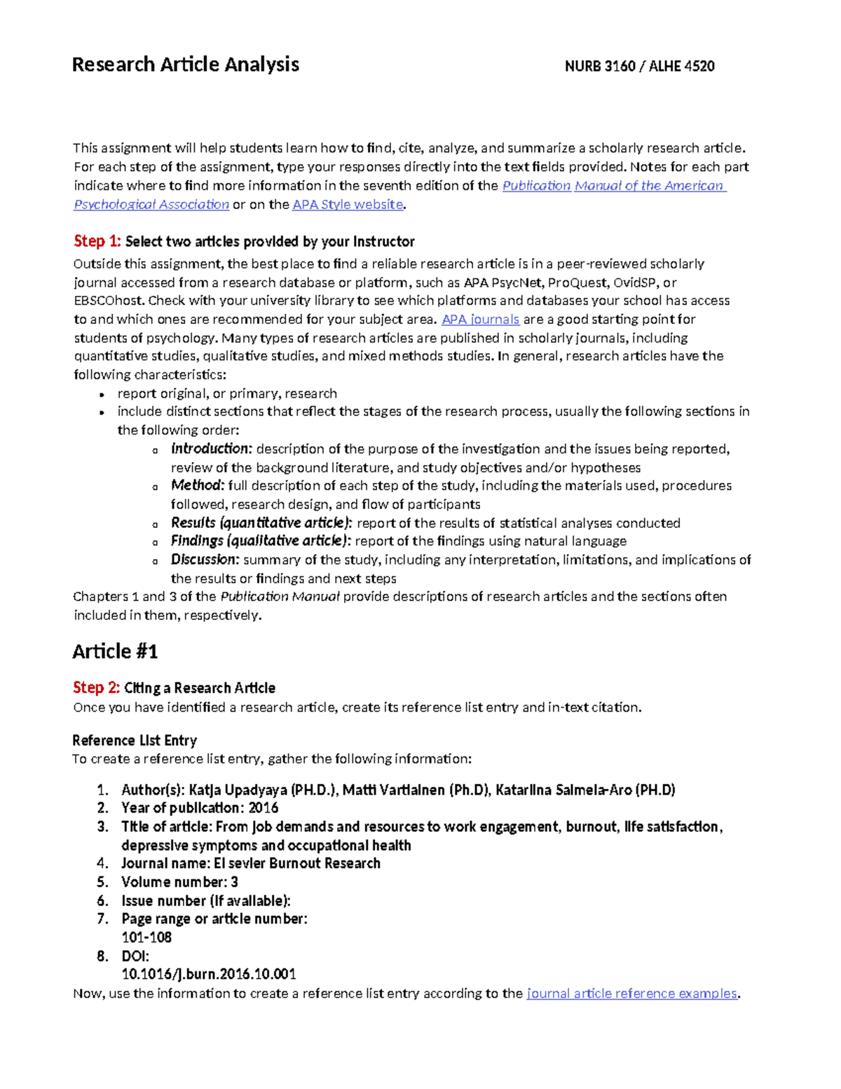 Article Analysis Template for Research Articles (Psych 101) - Studocu