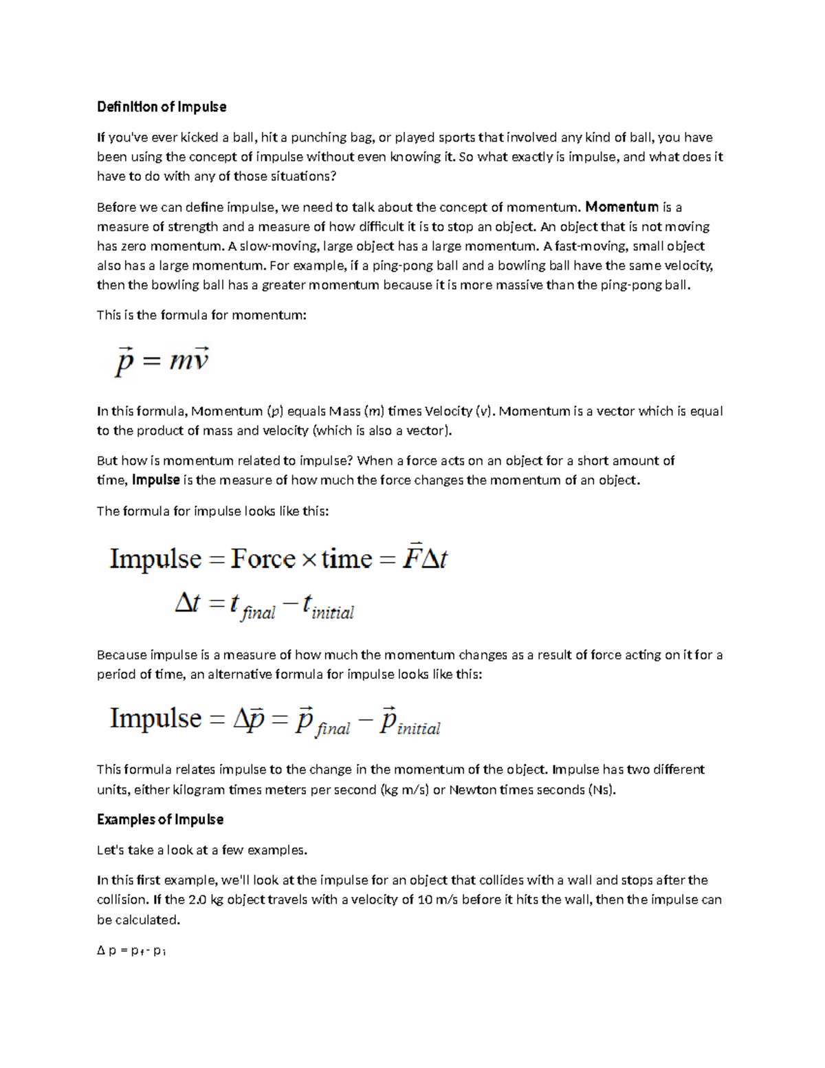 Definition of Impulse - Helping - Definition of Impulse If you've ever ...