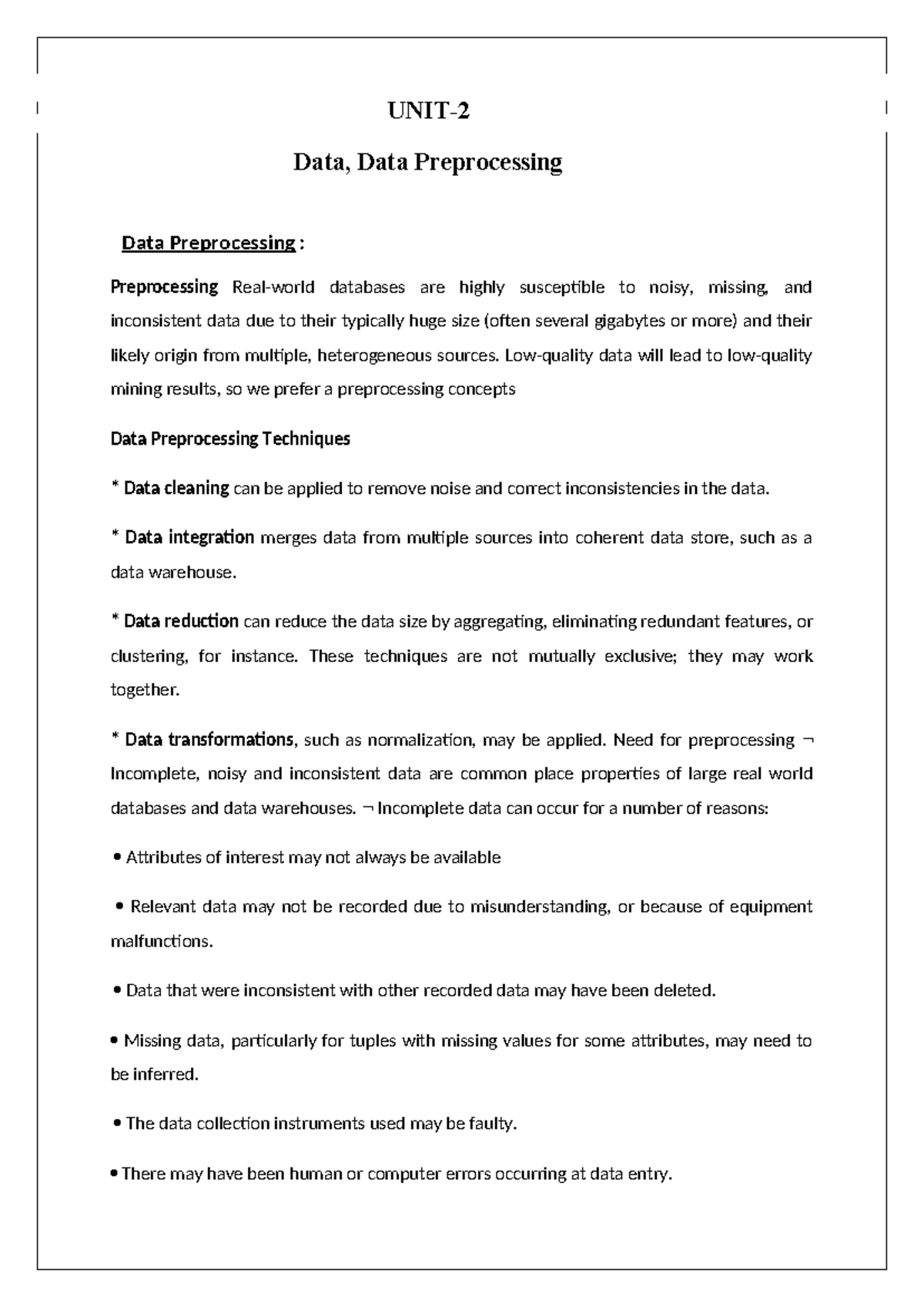 CS-DM Final Exam - Data Preprocessing Techniques and Concepts - Studocu