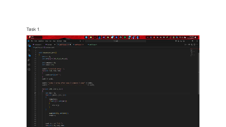 Algorithm Assignment: Selection Sort & Element Counting Analysis - Studocu
