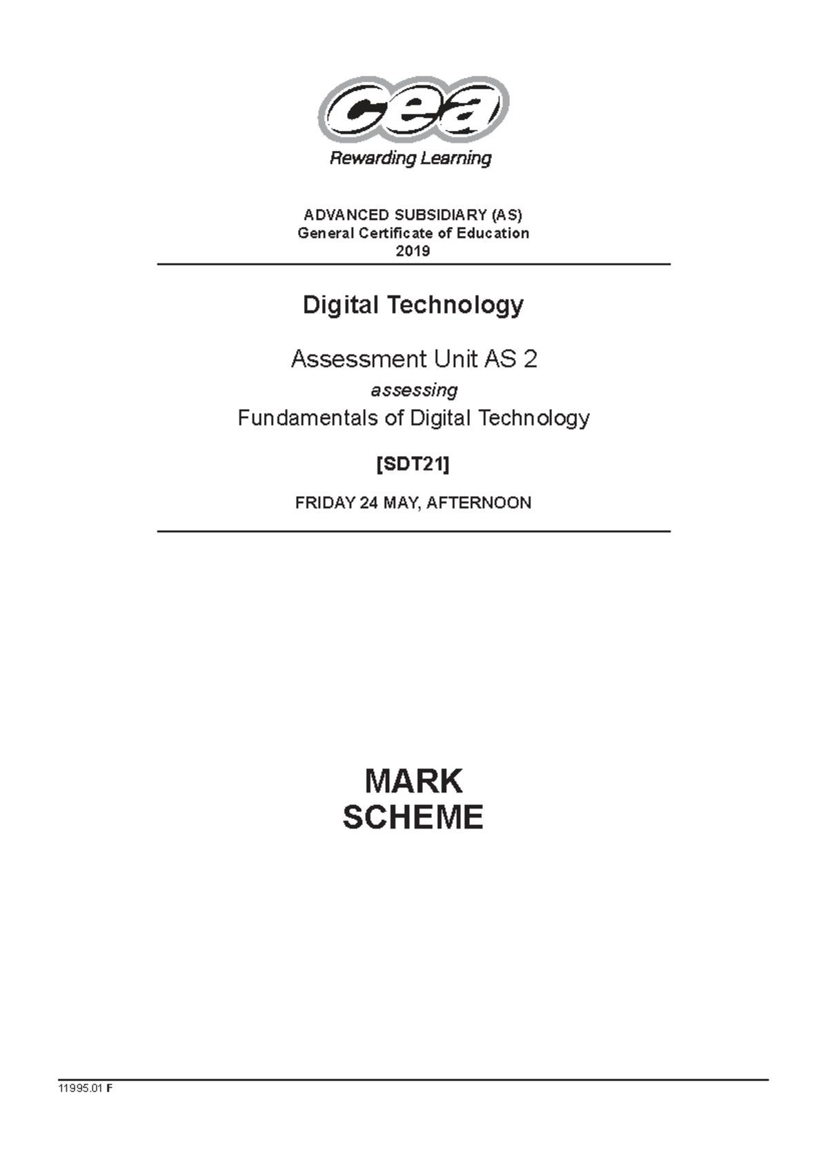 AS Digital Technology 2019 Mark Scheme for Unit AS 2 Assessment - Studocu