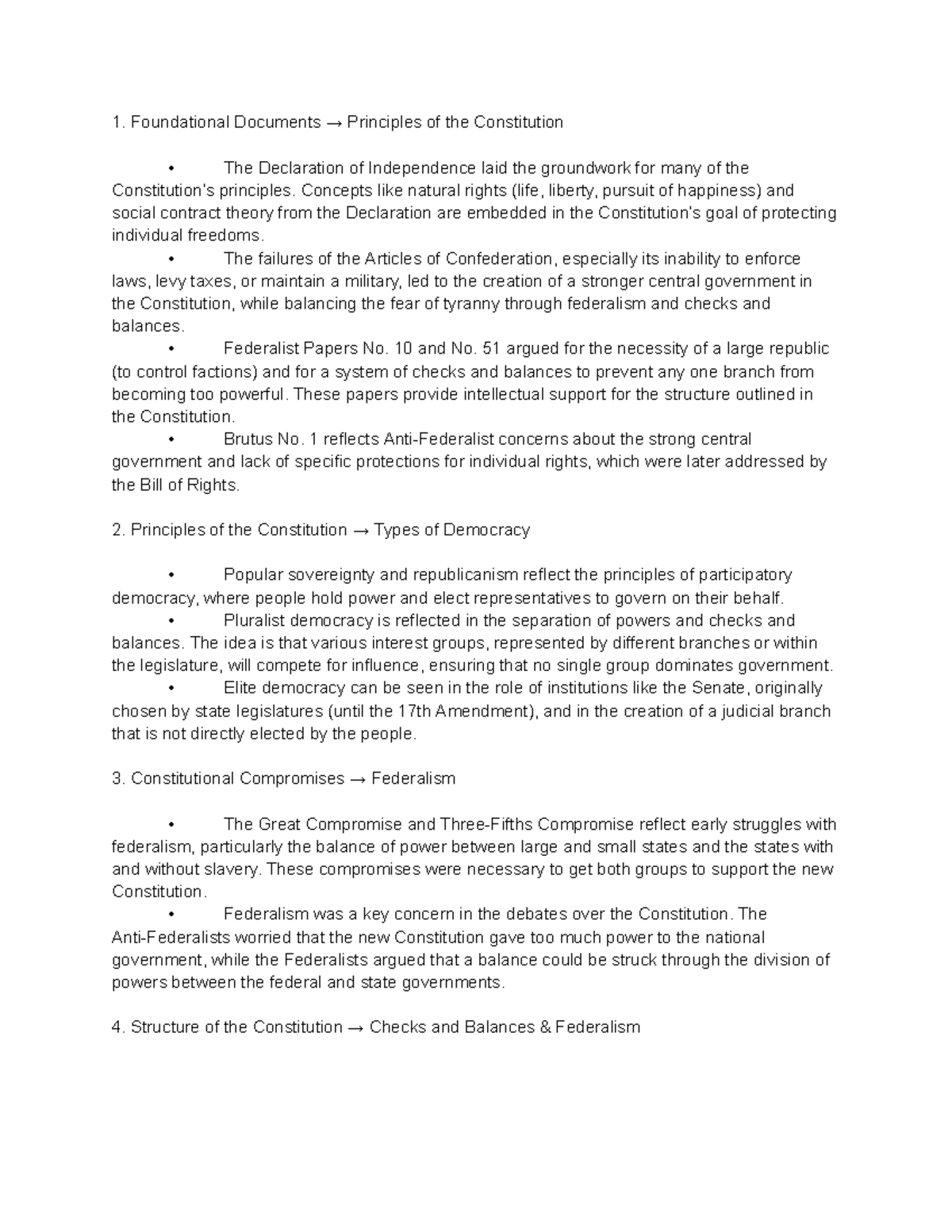 AP Gov - Unit 1: Foundations of Democracy & Federalism - Studocu