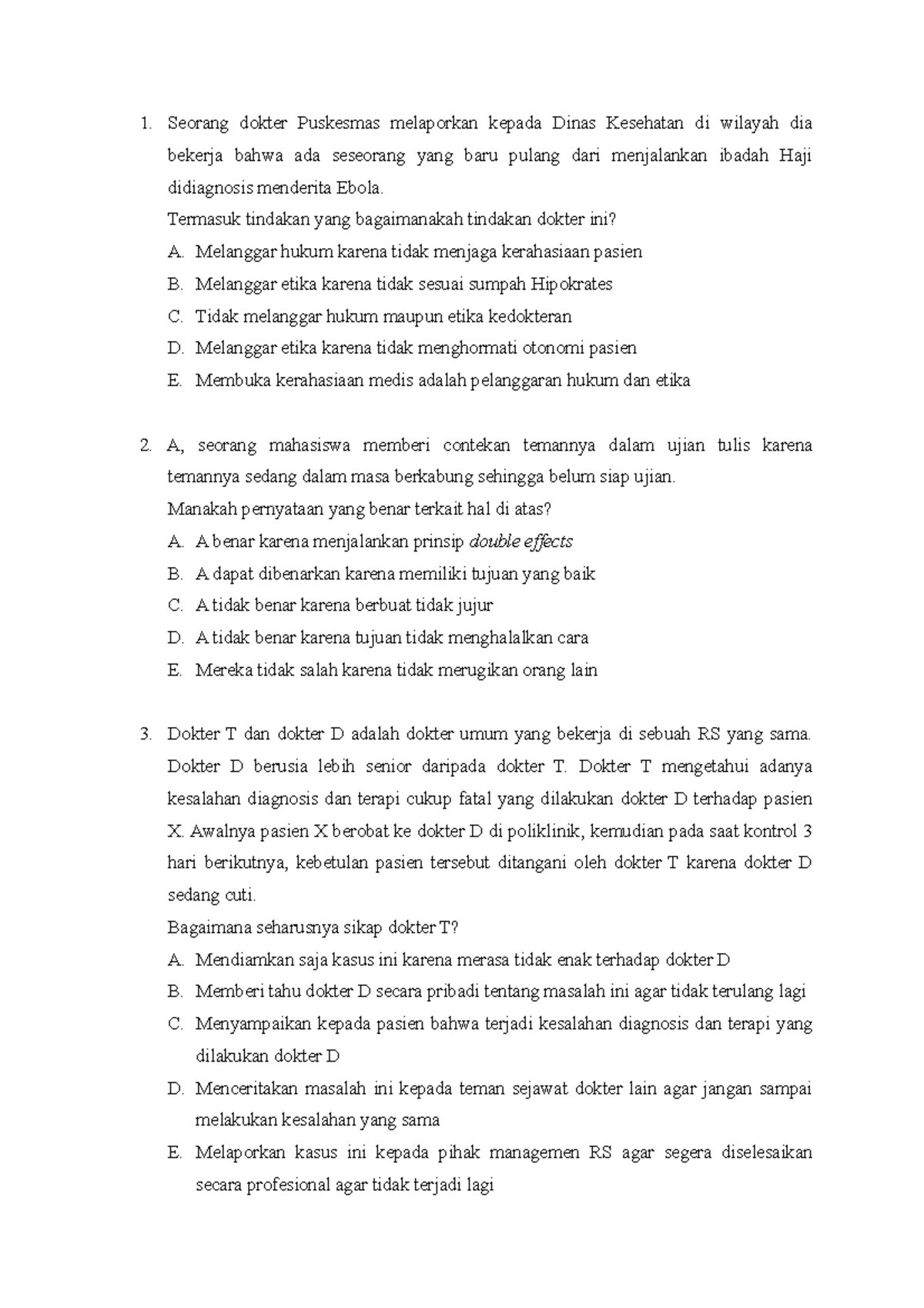 Soal Bioetika - Contoh Kasus dan Diskusi (Msmms) - Studocu