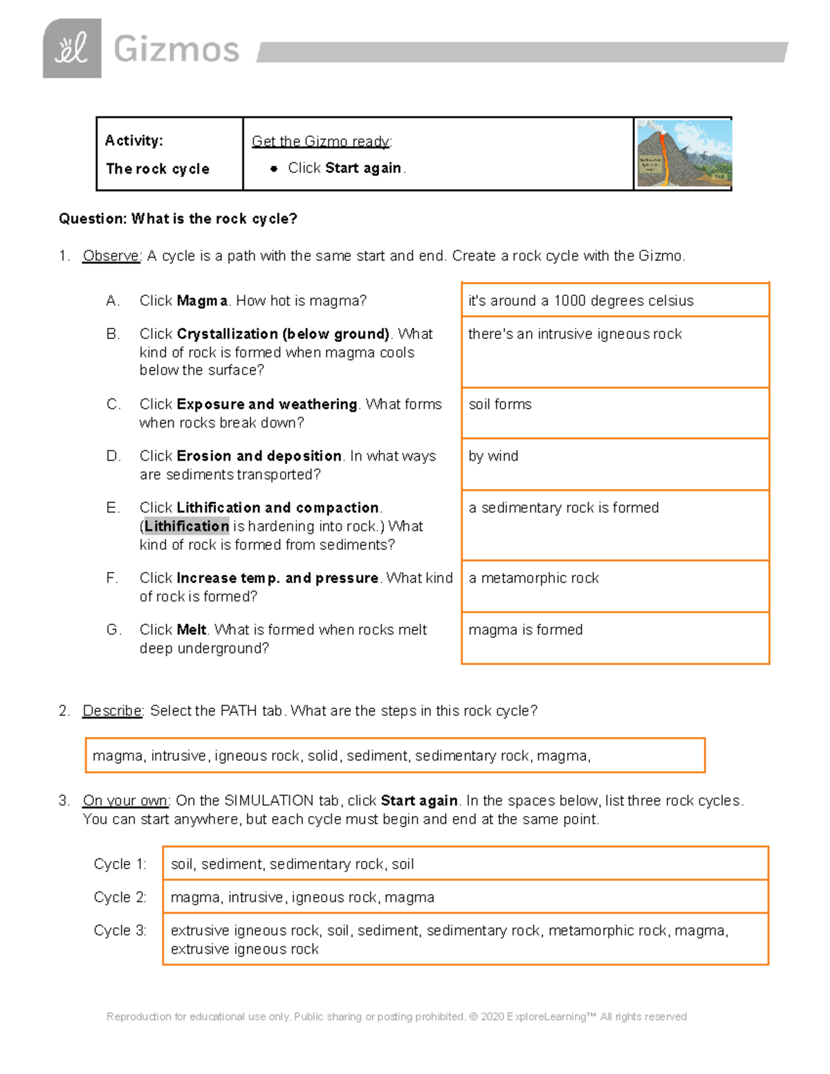 2 Rock Cycle SE - Activity: The rock cycle Get the Gizmo ready: Click ...
